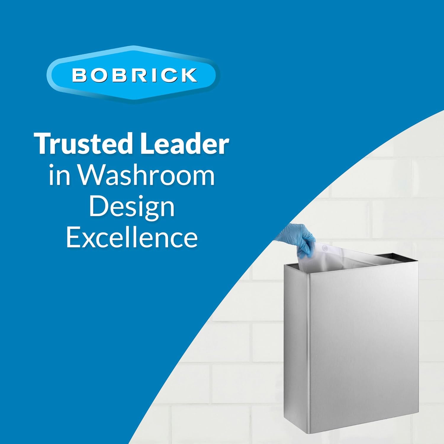 Bobrick B-279 Commercial Restroom Trash Can, 6.4 Gallon, Surface ...