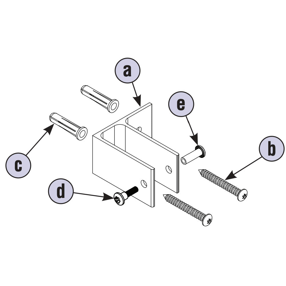 Bradley HDWP-A0106 Hardware Kit Pilaster To Wall, Stirrup Style, Solid ...