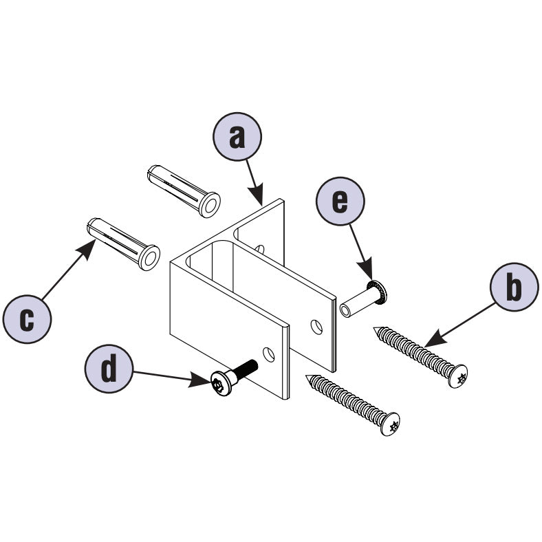Bradley HDWP-A0106 Hardware Kit Pilaster To Wall, Stirrup Style, Solid ...