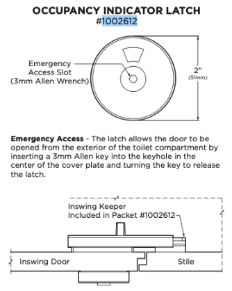 Bobrick DuraLine Phenolic Partitions Occupancy Indicator Latch ...