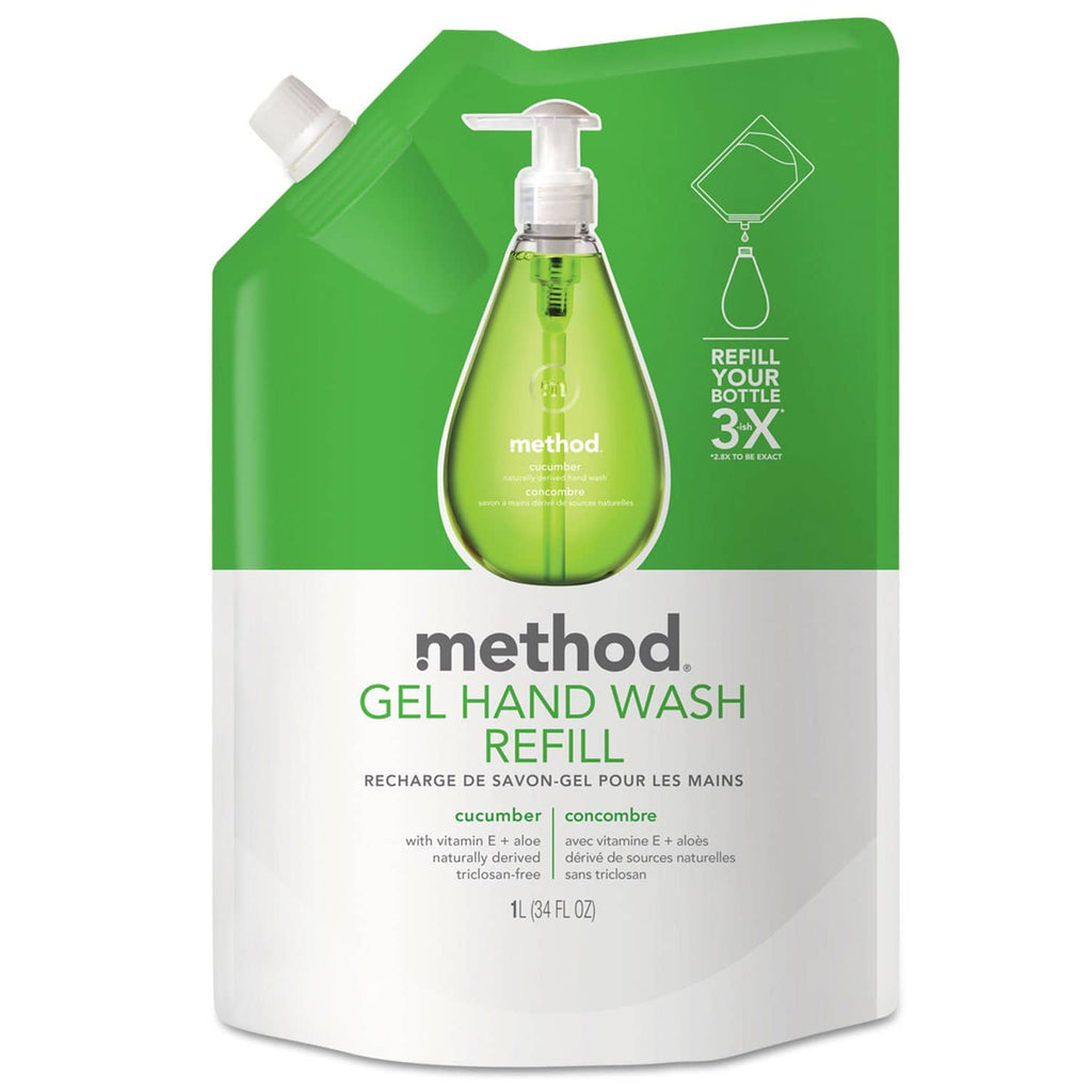 Method Gel Hand Wash Refill, Cucumber, 34 Oz Pouch, 6/Carton ...