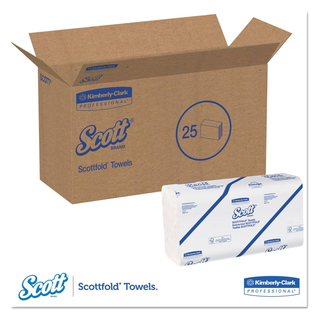 Scott Pro Scottfold Towels, 9 2/5 X 12 2/5, White, 175 Towels/Pack, 25 ...