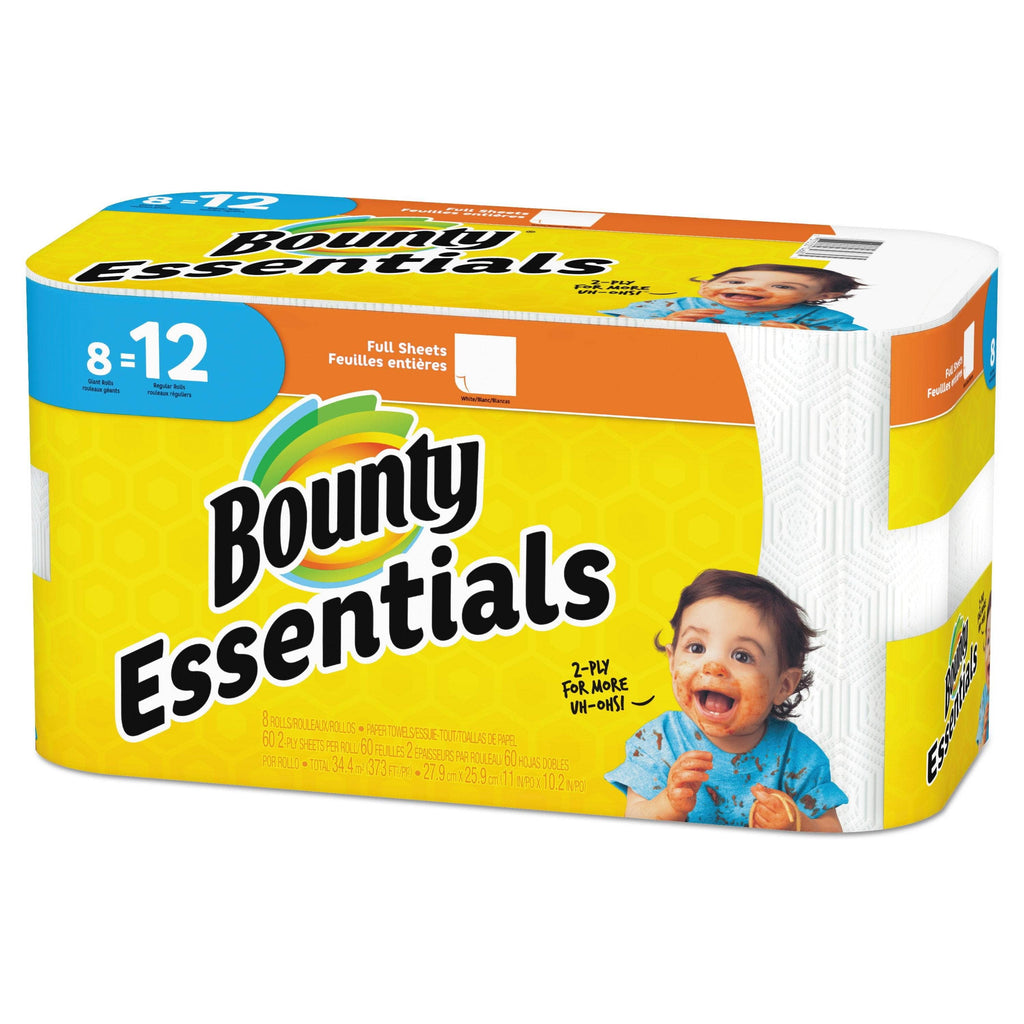 Bounty Essentials Paper Towels, 2-Ply, 60 Sheets/Roll, 8 Rolls/Carton ...