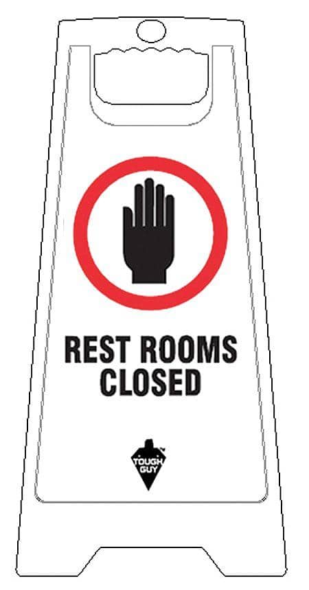 Tough Guy Floor Sign, English, Rest Rooms Closed, Wht - 6DMG9 ...