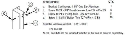 Bradley HDWT-A0041 Toilet Partition Aluminum Pilaster F Bracket Kit for ...