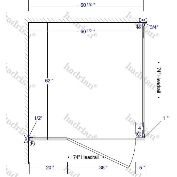 Hadrian Toilet Partition, 1 ADA In Corner Compartment, Stainless Steel ...